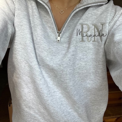 Custom Embroidered Registered Nurse Quarter Zip With Credential Acronym ...