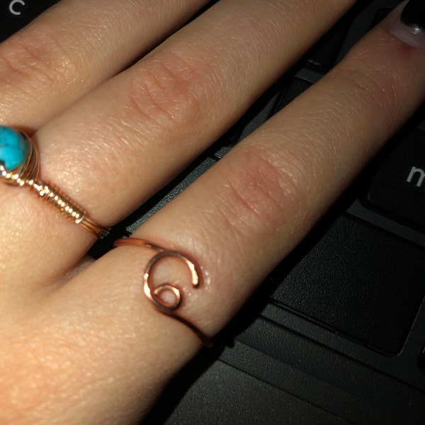 Initial Ring C Dainty Adjustable Wire Wrapped Ring Show Some Self Love or Give to Someone You ...