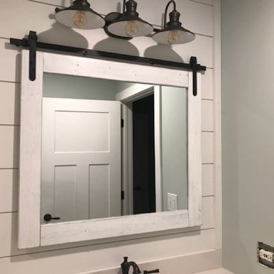 WHITEWASH Mirror, Wood Mirror, Rustic White Mirror, Whitewash Framed ...
