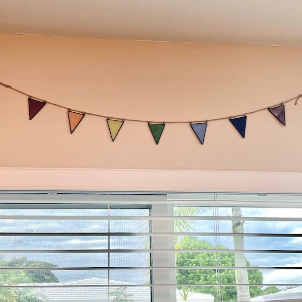 Stained Glass Rainbow Bunting Suncatcher - Etsy