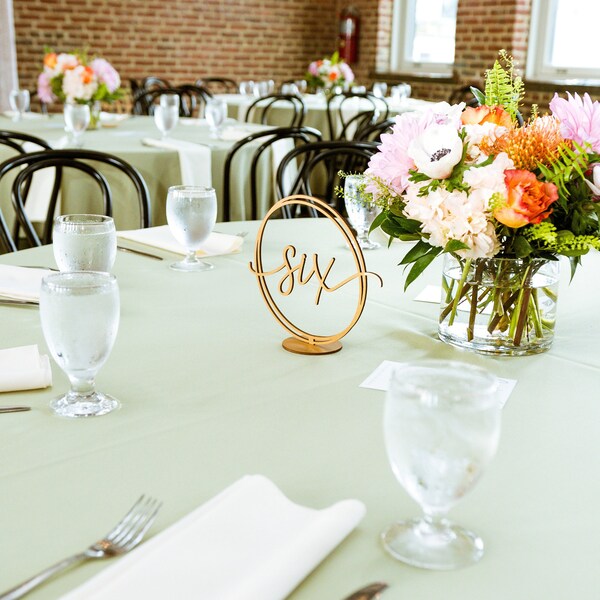 Circle Wood Table Numbers | Wedding Reception Numbers | Gold Table ...