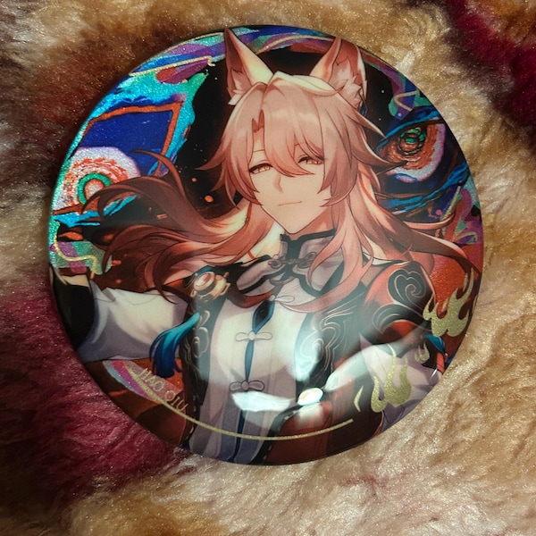 HSR Glitter Shining Large Pins Buttons 7.5cm Sunday Robin Sparkle Black ...