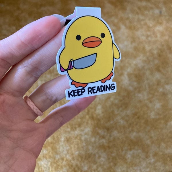 Chick Duck With Knife Magnetic Bookmark, Duck Meme Bookmarks, Handmade ...