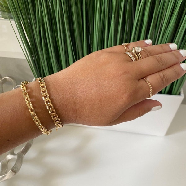 Gold Link Chain Bracelets, Stack Bracelets, 18k Gold Filled Bracelets ...