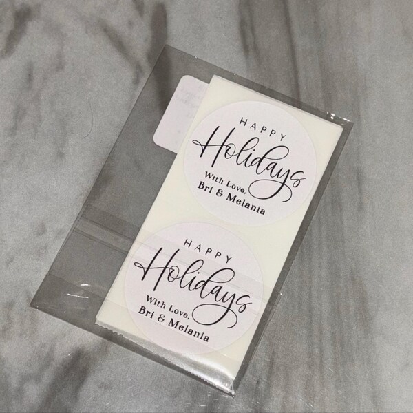 Happy Holiday Stickers | Custom Name Labels | Holiday Sticker Labels ...
