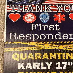 Thank You First Responders With America Flag Yard Sign, UV Print ...