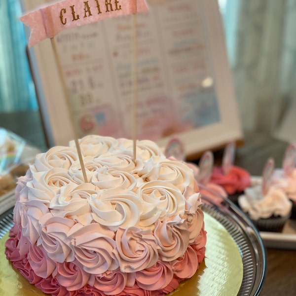 Fabric Cake Topper - Name Baby Pink Felt Banner - Pink Cake Banner ...
