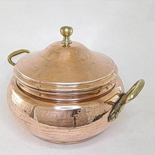 Handcrafted Red Copper Cookware Set, Antique & Vintage Design for Even ...