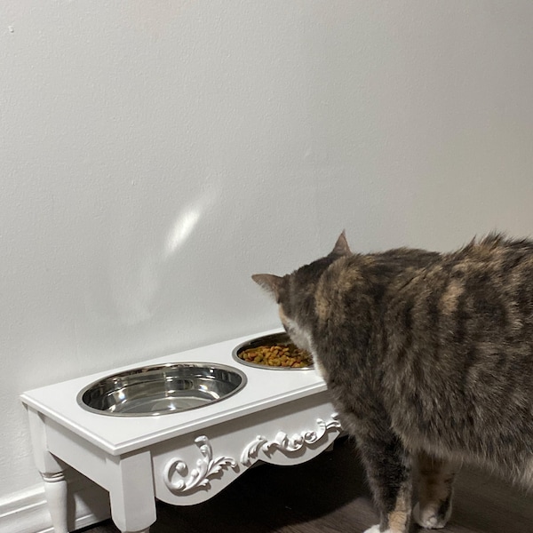 Farmhouse Chic Dog or Cat Elevated Pet Feeder | HUMAN GRADE Stainless ...