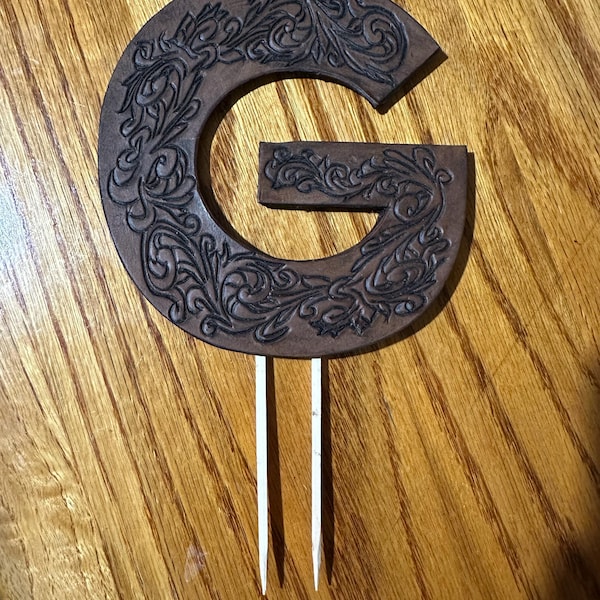 Tooled Leather Cake Topper - Etsy