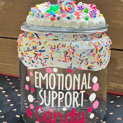 Personalized Funny Glass Candy Jar for Emotional Support, Custom Office ...