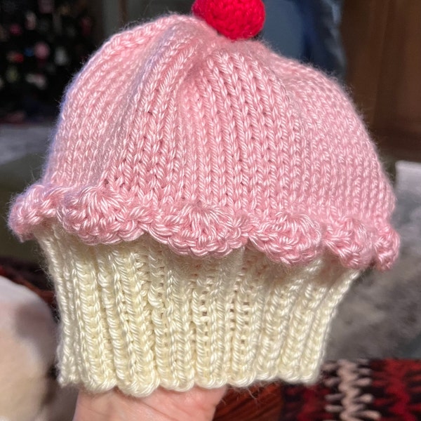 Knitting Pattern Cupcake Hat PDF INSTANT DOWNLOAD Cherry on Top Diy ...
