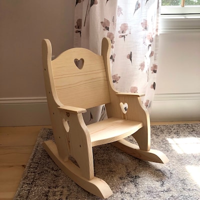 Child's Rocking Chair, Unfinished Pine W/hearts - Etsy