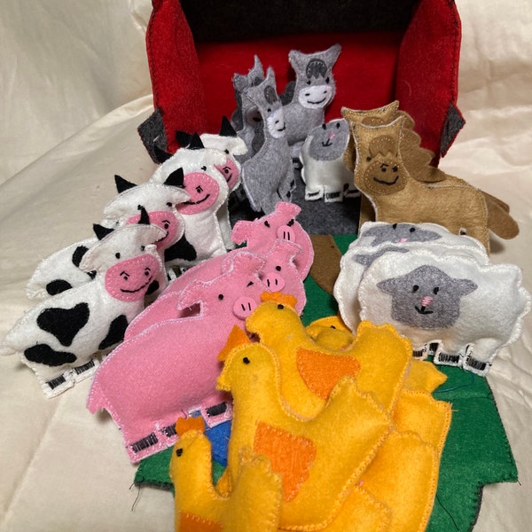 Toy Farm Sewing Pattern, Felt Barn & Farm Animals Hand Sewing DIY, Gifts for Toddlers, Instant ...