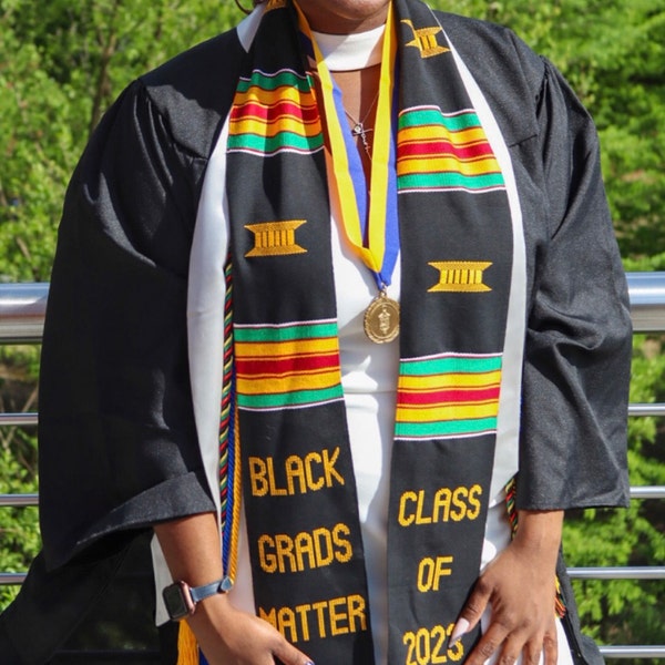 Black Grads Matter Graduation Stoles Class of 2024, Black Kente Sash ...