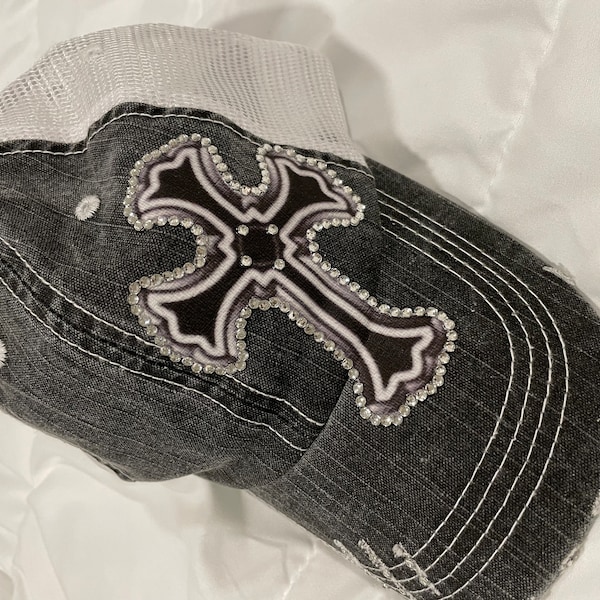 Cross Hats- Rhinestone Cross Mesh Trucker Caps- Many Colors Available ...