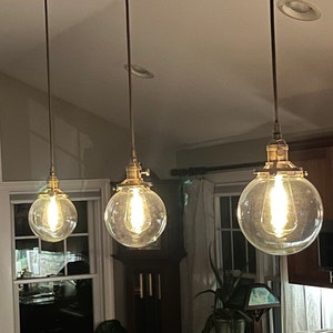 Round Glass Pendant Light Fixture 6 Glass Globe USA Handblown Glass - Etsy