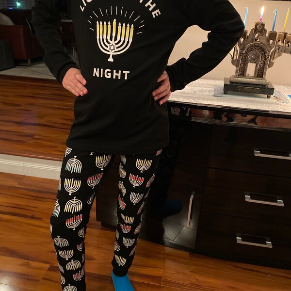 Hanukkah Unisex Pajamas// Chanukah Pjs// Menorah Pajamas// Jewish Kids ...