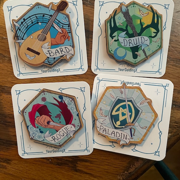 Dnd Class Wooden Pins - Dnd Class Emblems - Dungeons and Dragons - Dnd ...