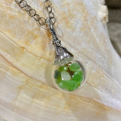 Sterling Silver Glass Ball Pendant With Loop Caps NEW CAP SIZES 10/12 ...