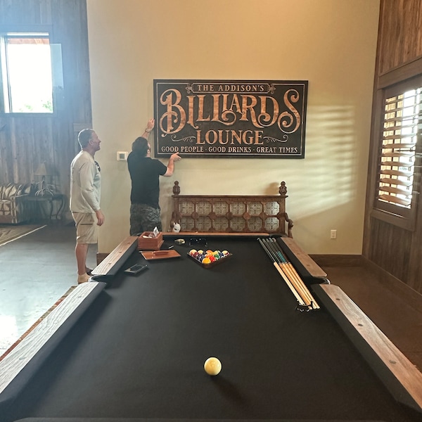 Personalized Billiards Sign Modern Farmhouse Wall Decor Last Name Pool ...