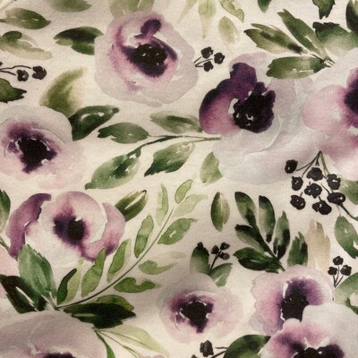 Violet Watercolor Fabric Violets in Bloom by Northeighty Violet ...