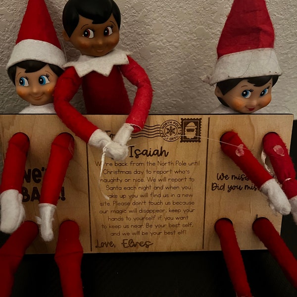 I'm Back Wooden Elf Post Card Holiday Helper - Etsy