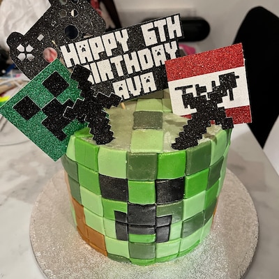 Minecraft Cake Topper Bundle Personalise NAME - Etsy UK