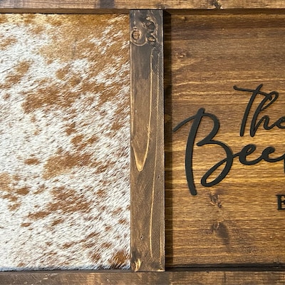 Cowhide Branding Frame, Cowhide Wood Sign, Family Heirloom, Unity ...
