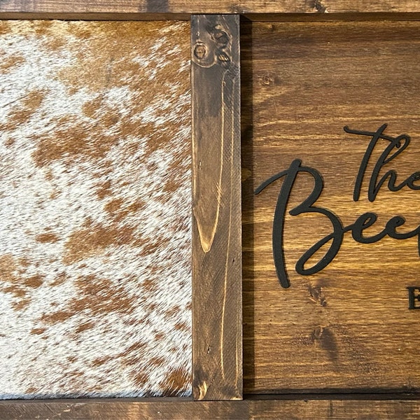 Cowhide Branding Frame, Cowhide Wood Sign, Family Heirloom, Unity ...