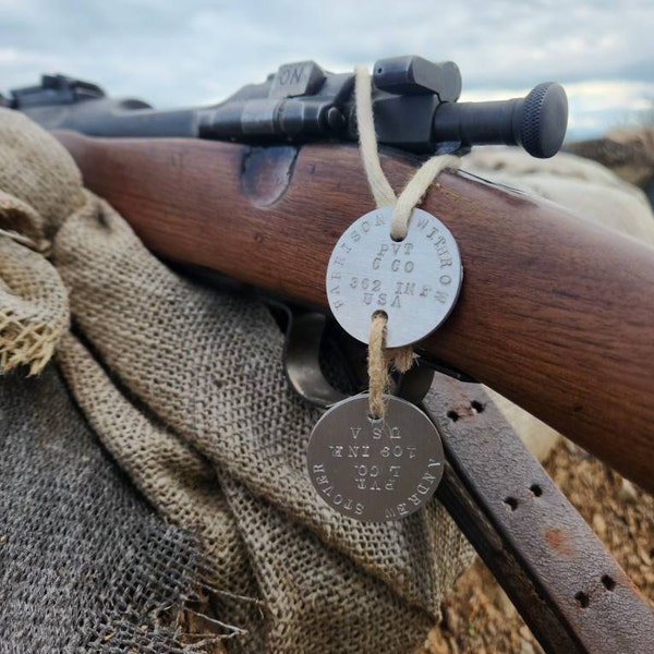 WW2 Dog Tag Set. Notched Style Stainless Steel Tags With Choice of ...