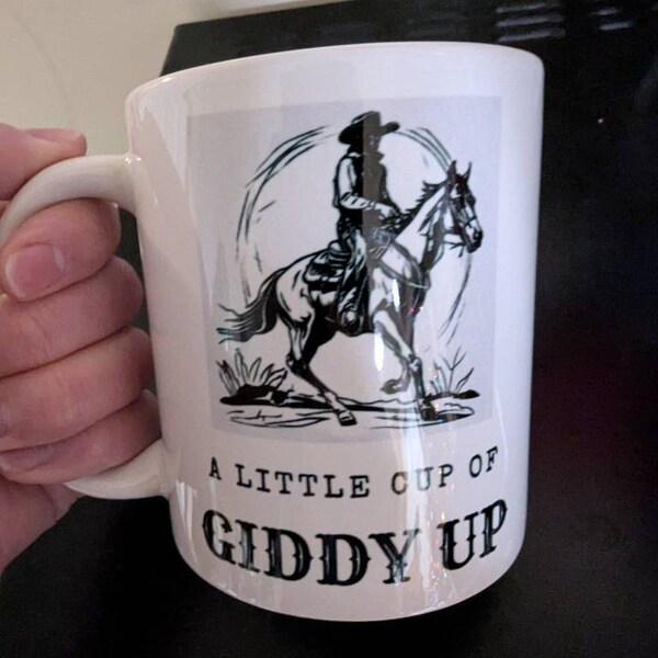 Mug Cowboy Giddy up Coffee Mug Western Design Cowboy Mug Funny Saying ...