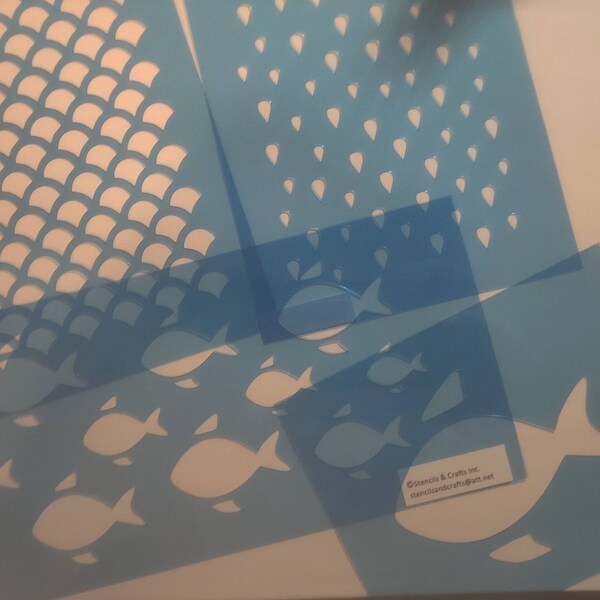 School of Fish Stencil, Nautical Template, Fish Stencil Border ...