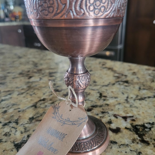 Handmade Copper Brass Wine Goblet: Embossed Chalice - Etsy