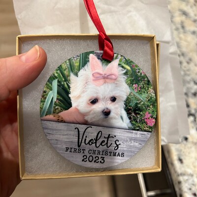 Puppies First Christmas Ornament Personalized Dog Picture Ornament Dogs ...