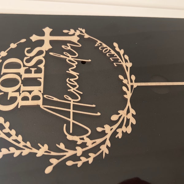 God Bless Cake Topper, Baptism Cake Topper, Wreath Christening Cake ...