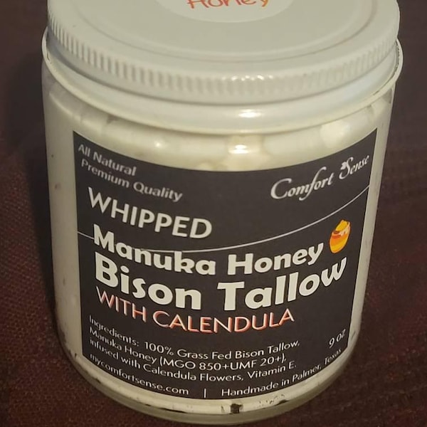 Manuka Honey & Bison With CALENDULA Whipped Tallow Cream With 850+MGO ...