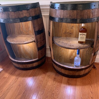 Half Barrel Display, Whiskey Barrel Cabinet, Bourbon Barrel Cabinet ...