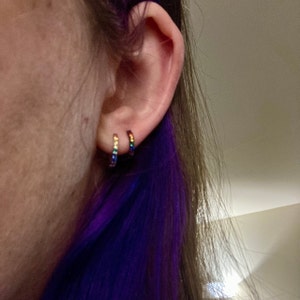 RAINBOW EARRINGS, Multicolor Leaf Ear Climber Earrings, Rainbow Gift ...