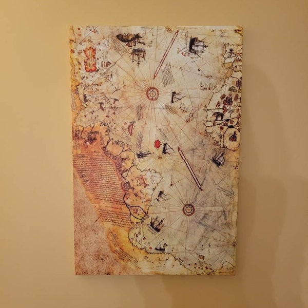 Piri Reis Map Canvas Print: Ottoman Empire, Antique World Map Decor - Etsy