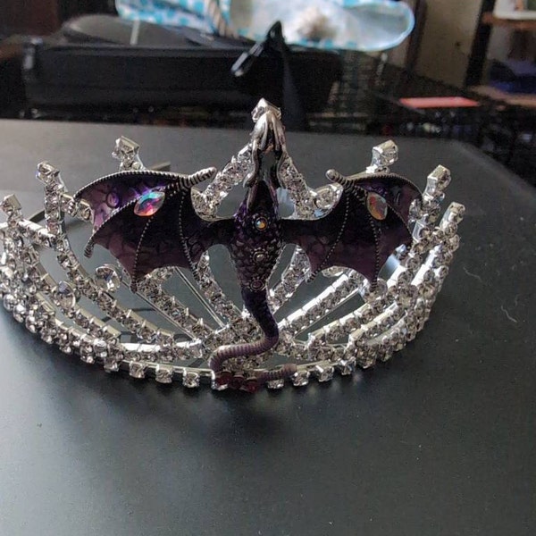 Dragon Tiara, Dragon Warrior Princess Crown, Blue Rhinestone Dragon ...