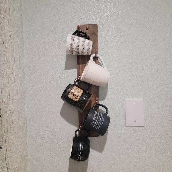 Vertical 10 or 12 Hook Mug Rack, Coffee Bar Ideas, Vertical Mug Rack ...