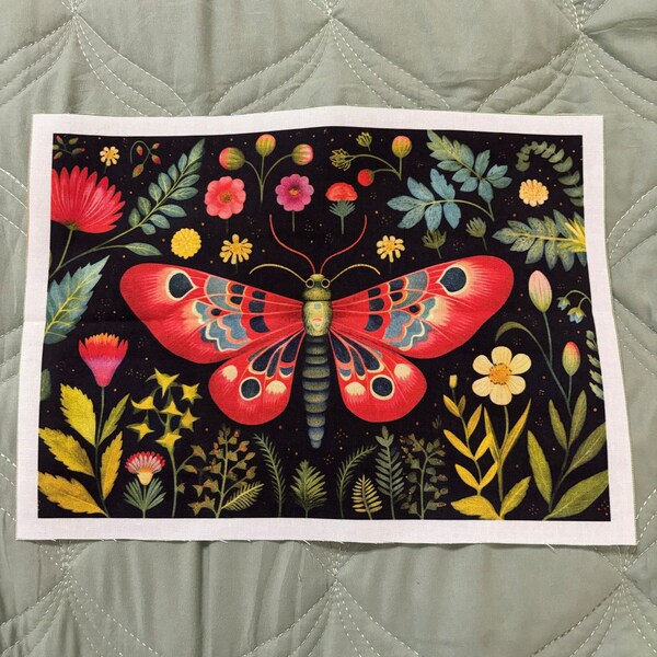 Fabric Panel DI 207 Botanical Moths. for Sewing, Patchwork, Quilting ...