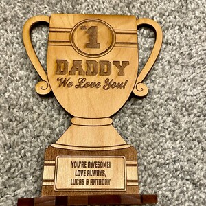 Number One Dad Personalized Trophy Wood Keepsake, Personalized Gifts ...