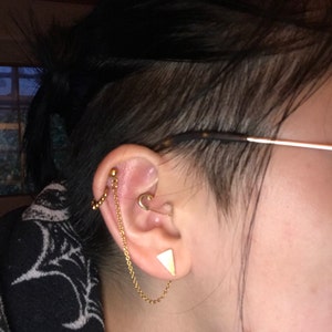 16g 20g Triangle Helix to Lobe Chain Earring, 316L Surgical Stainless ...