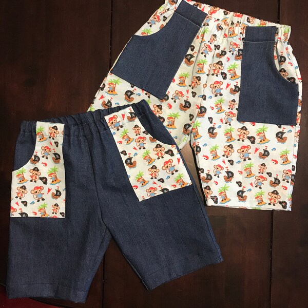 SHARKY Shorts Kids Shorts Pattern Pdf, With Patch Pockets, Woven Shorts ...