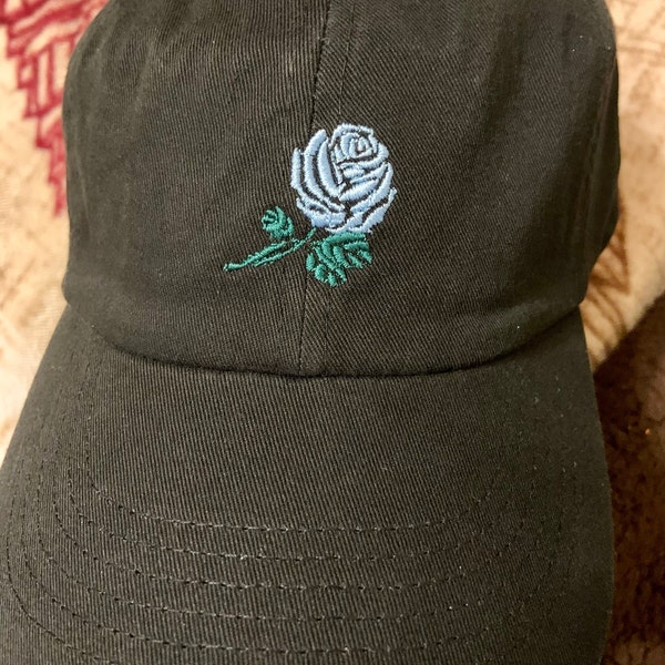 Embroidered Rose Dad Hat, Floral Baseball Cap, Vintage Cotton Twill Hat ...