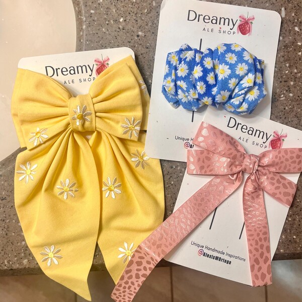 Daisy Hair Bows, Women Hair Bows, Spring Hair Bows, Coquette Hair Bows ...