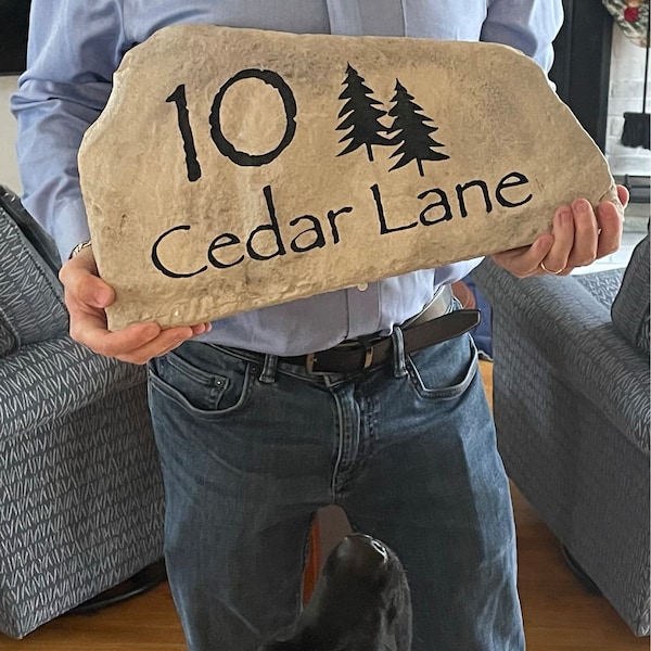 Large Custom Engraved Address Stone - Etsy