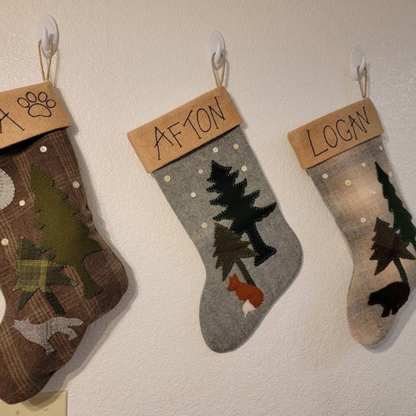 Personalized Christmas Stockings, Rustic Christmas Stocking, Family ...